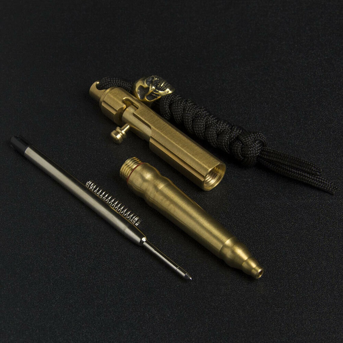 Brass Bolt-action Ballpoint Pen With 550 Paracord Ties Lanyard | Etsy
