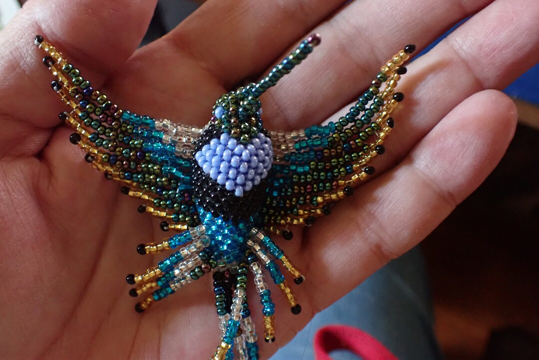 Hand Beaded 3D Hummingbird Key Ring - Etsy