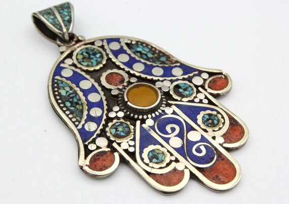 Tibetan Nepali Ethnic Tribal Turquoise Hamsa Hand of … - Gem
