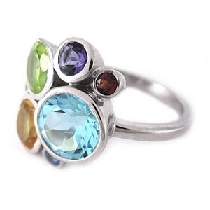 AAA Quality Multi Gemstone Ring Sterling Silver Size 7 - Etsy