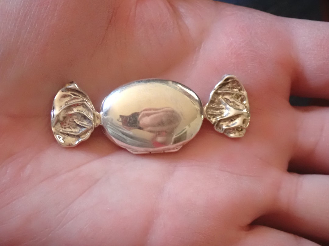 Candy Wrapper Cute Sterling Silver Photo Trinket Box Locket - Etsy