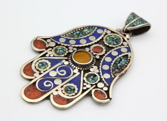 Tibetan Nepali Ethnic Tribal Turquoise Hamsa Hand of … - Gem