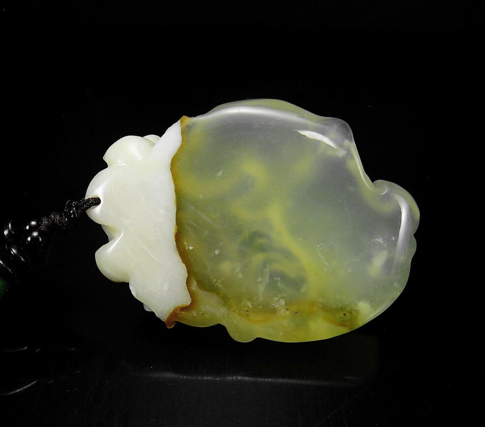 Carved Jade Monk and Lotus Flower Pendant Jadeite Necklace | Etsy