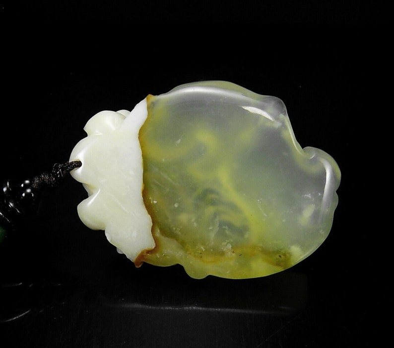 Carved Jade Monk and Lotus Flower Pendant Jadeite Necklace | Etsy