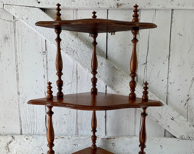 Corner Shelf Wooden Spindle Large Size Vintage Knick Knack 3 Tier ...
