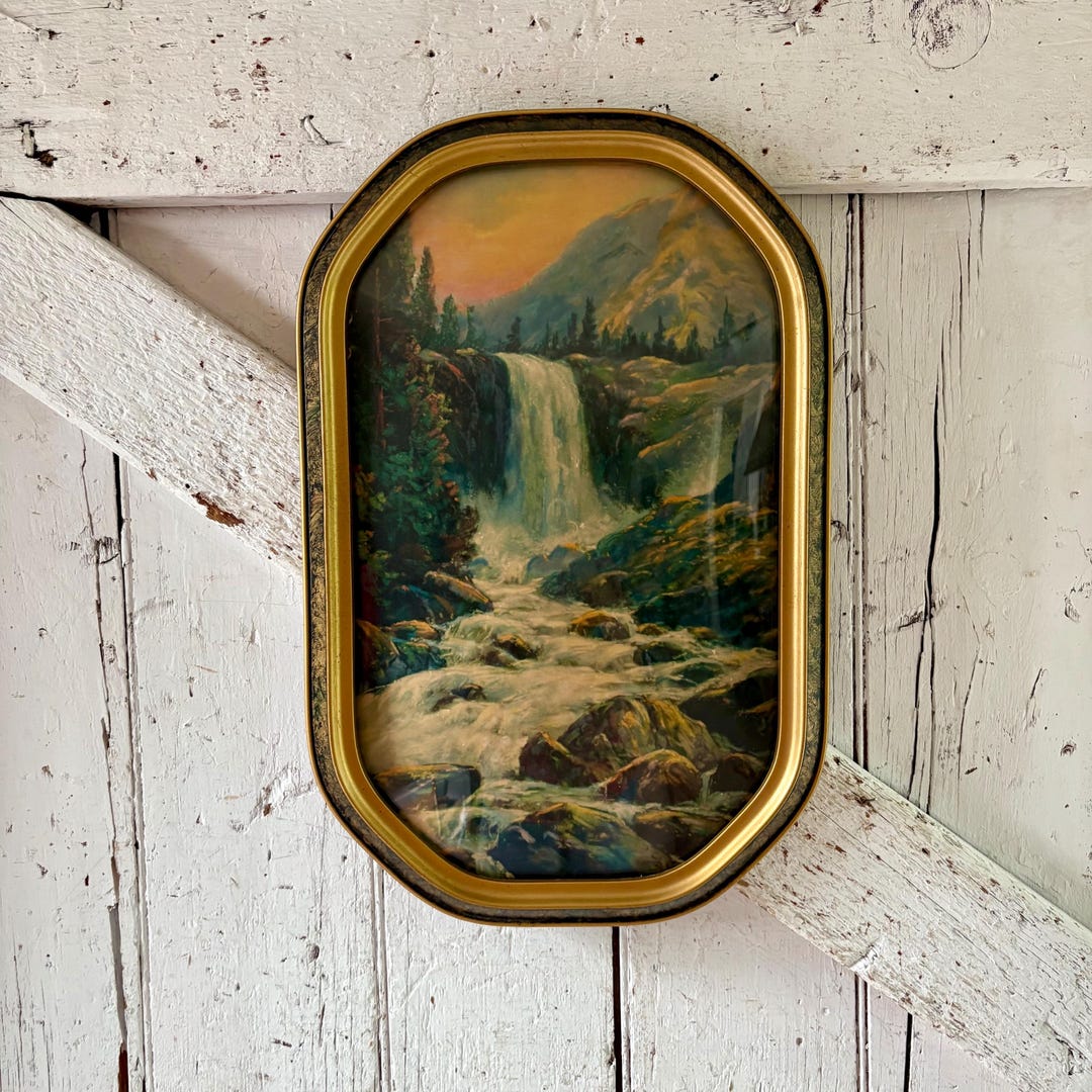 Antique W.A. Carson Lithograph Print W Convex Bubble Frame Western ...