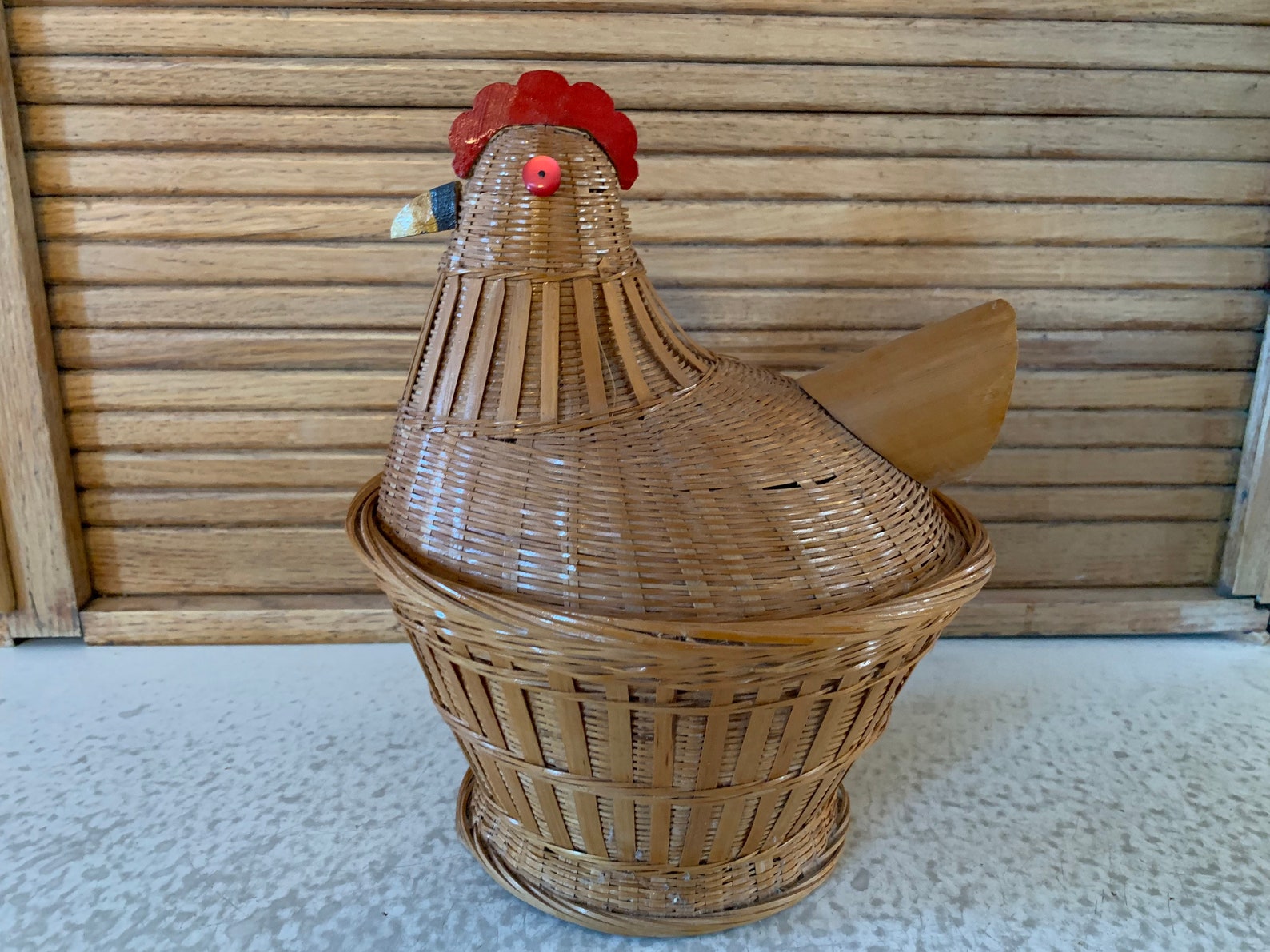 Wicker Bamboo Basket Rooster Sewing Basket - Etsy