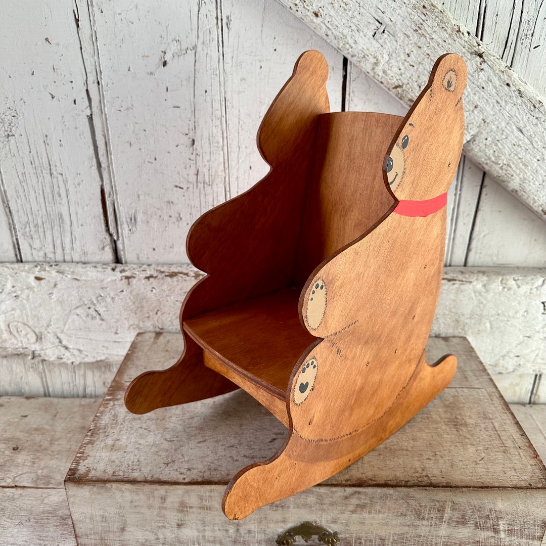 Doll Rocking Chair Wood Bear Chair Small Size Chair for Teddy Bear or ...