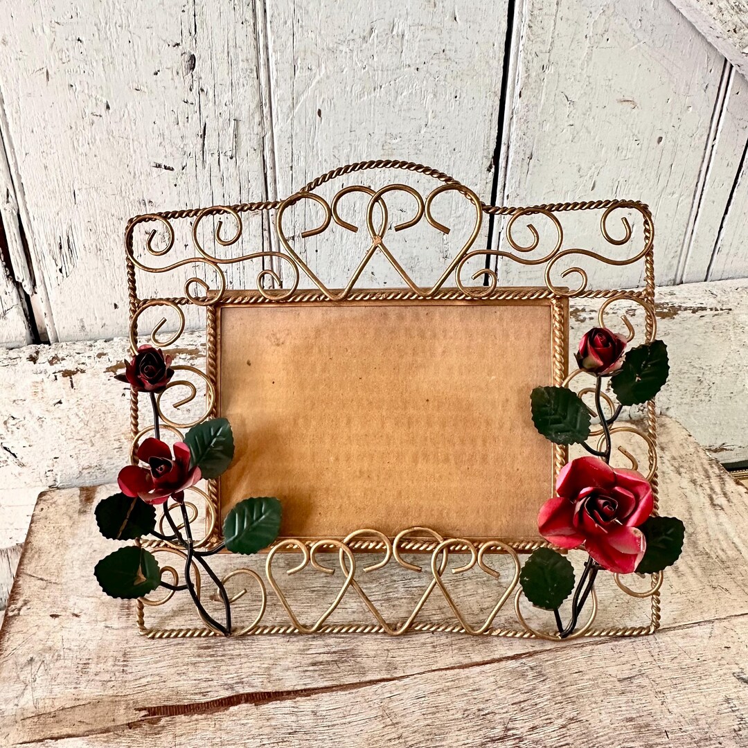 Gold Metal Frame With Roses Vintage Picture Frame 5 X7 Inch Frame - Etsy
