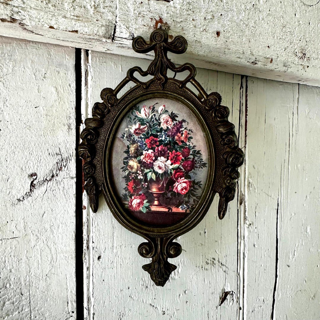 Vintage Small Oval Frame Ornate Metal Made in Italy - Etsy
