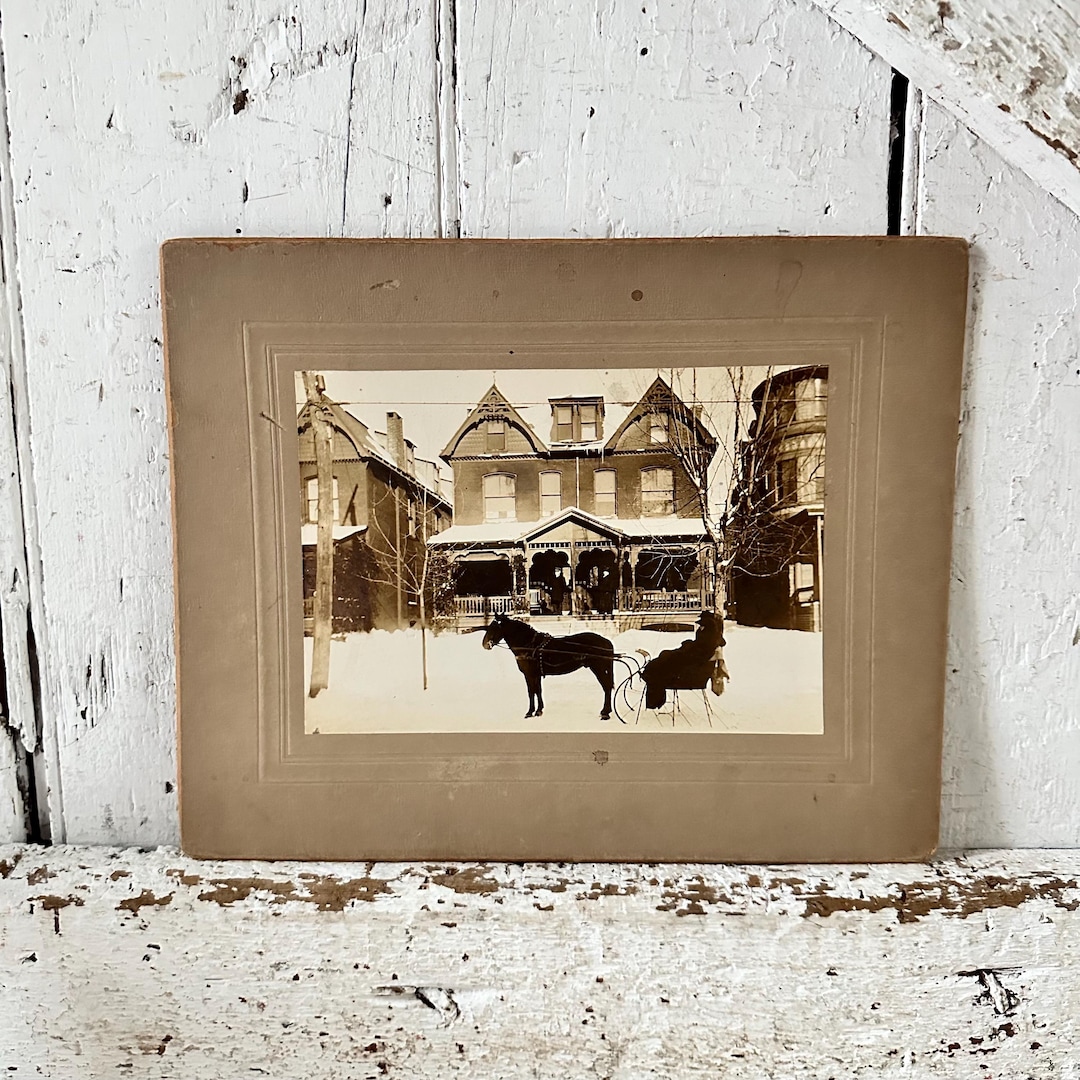 Antique Sepia Photo Horse Sleigh Winter Photo 1900's - Etsy