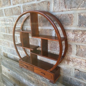 Round Shelf With Sections Asian Style Rosewood Free Standing Shelf - Etsy