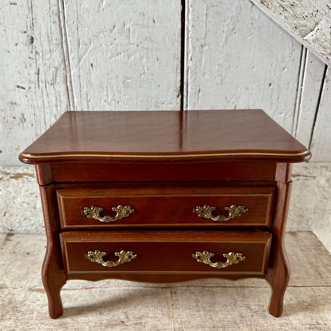 Jewelry Chest Wooden Musical Wind up Drawers Vintage Jewelry Box - Etsy