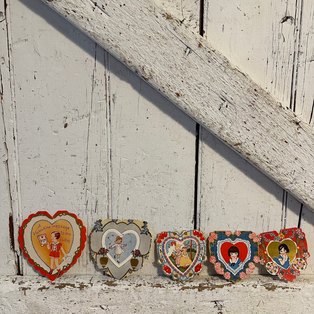 Antique Valentine Cards Lot of 5 Vintage Heart Valentines That Open - Etsy