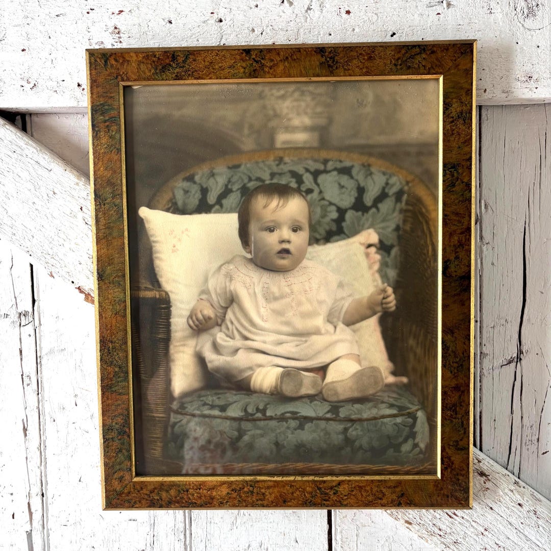 Antique Frame With Hand Colored Baby Picture 16 X 13 Inch Frame - Etsy