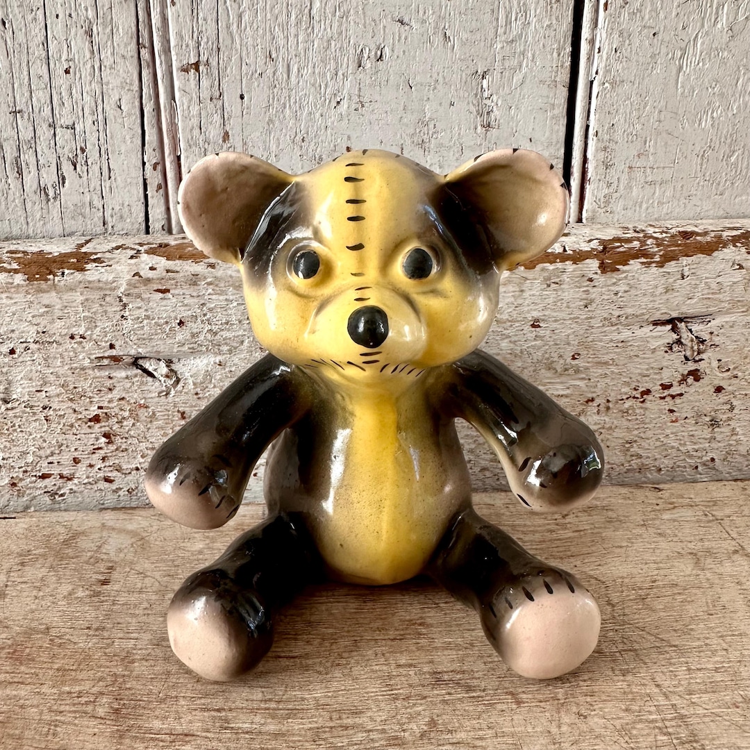 Teddy Bear Flower Pot Vintage Yellow and Black Bear - Etsy