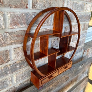 Round Shelf With Sections Asian Style Rosewood Free Standing Shelf - Etsy