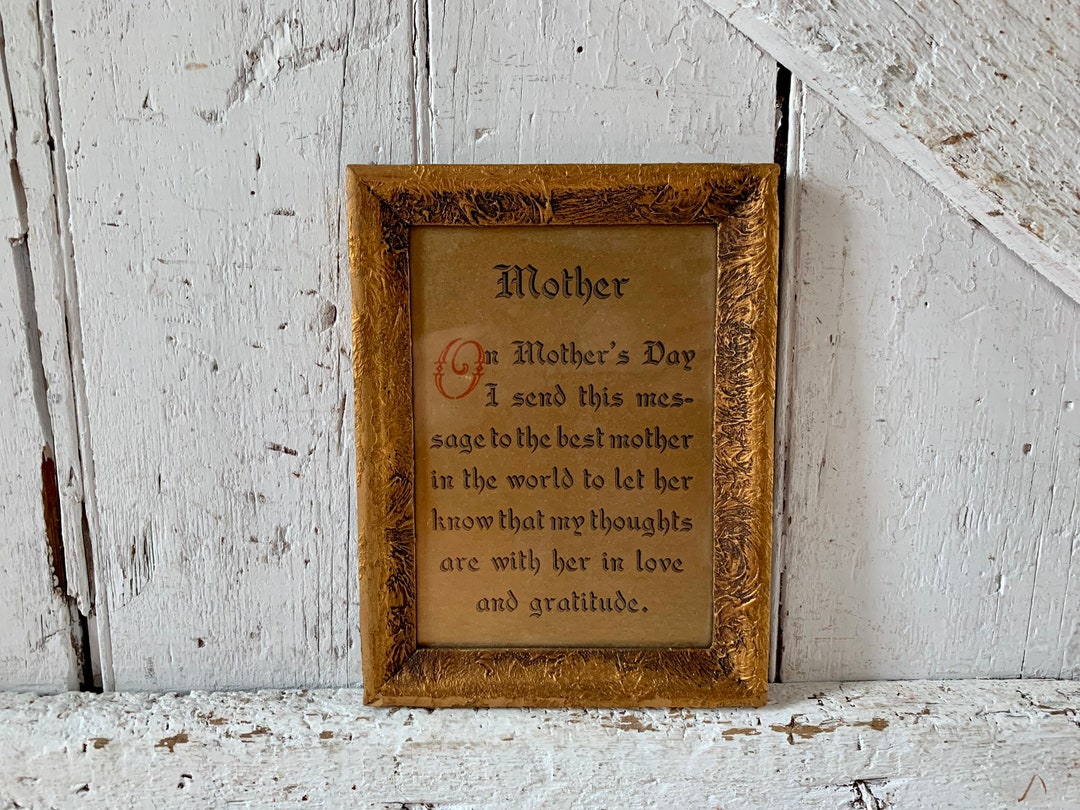 Antique Framed Mother Poem in Gold Frame With Glass Vintage - Etsy