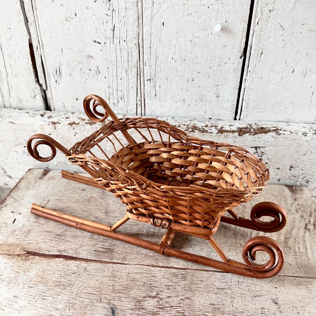 Sleigh Bamboo Wicker Vintage Christmas Sleigh 1970's - Etsy