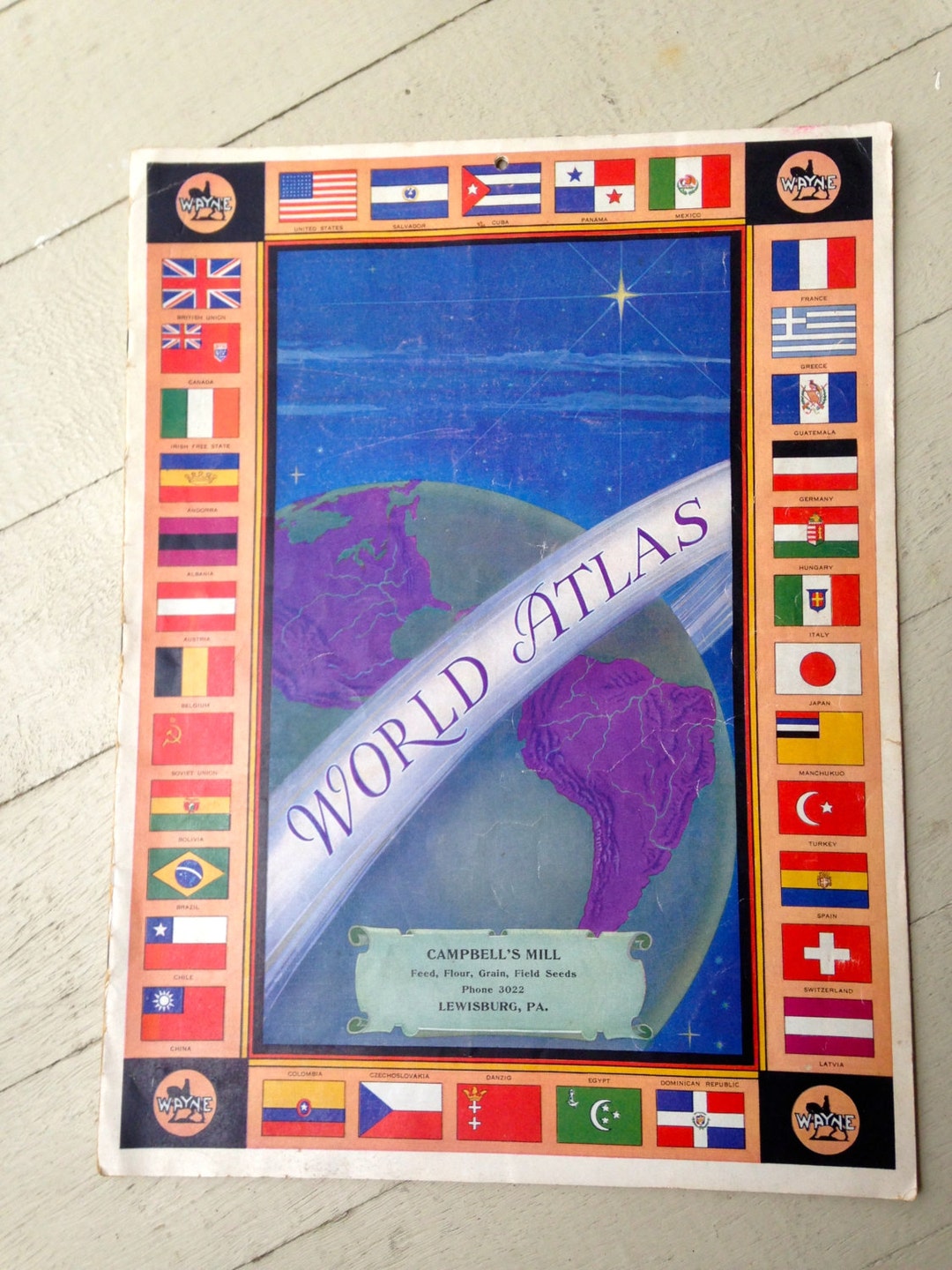 World Atlas Calendar Vintage , Gazetteer Index of the World 1936 1937 ...