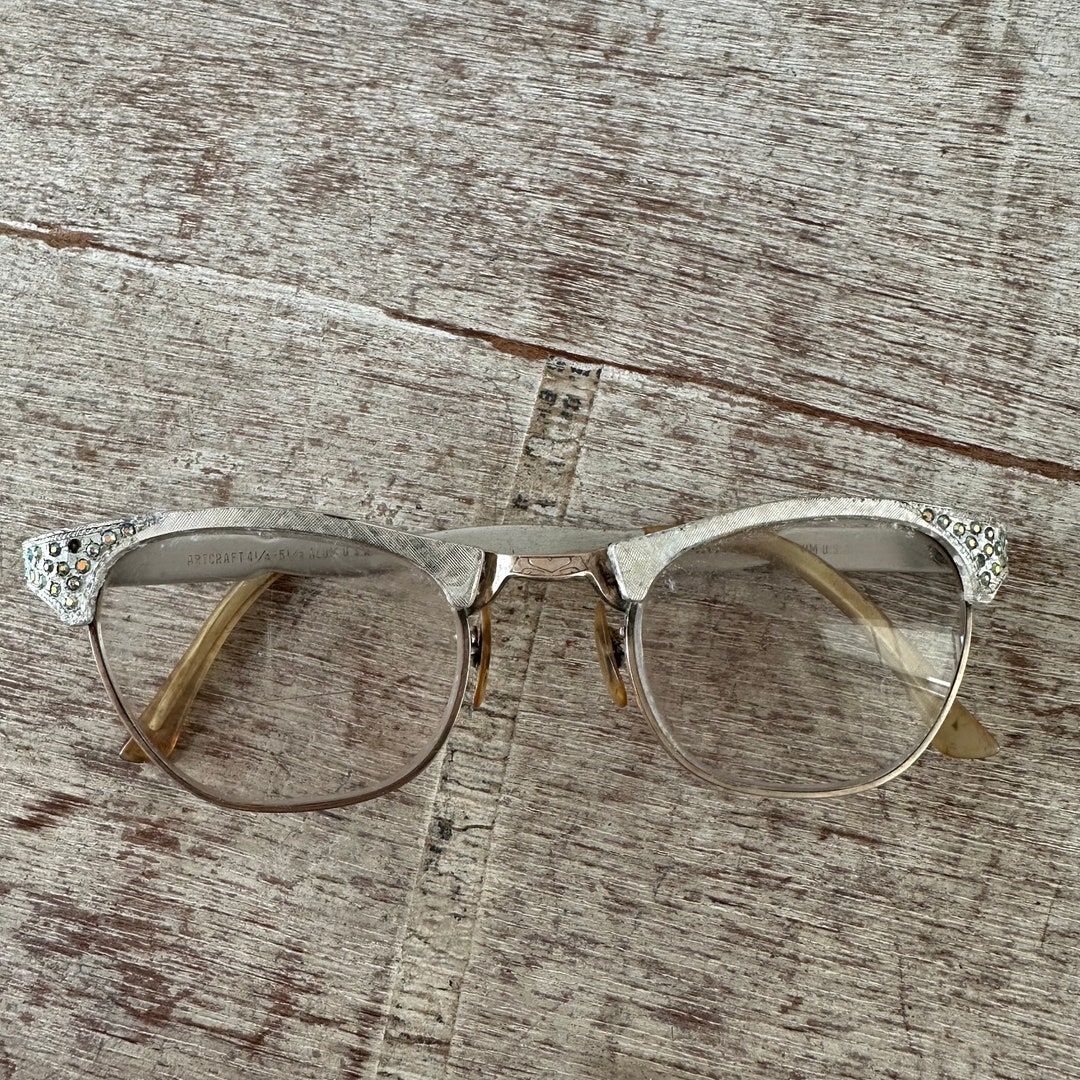 Eye Aluminum Glasses CAT EYE Eyeglasses Art Craft Glasses Optical Frames Womens Ladies Very Worn ...