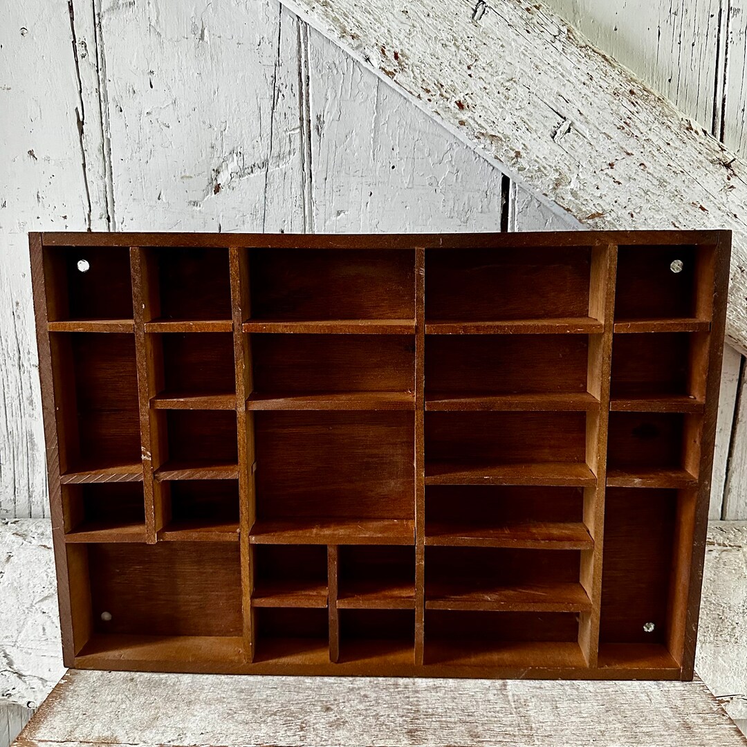 Shelf With Sections 25 Cubbies Wood Curio Shelf to Display Knick Knacks ...