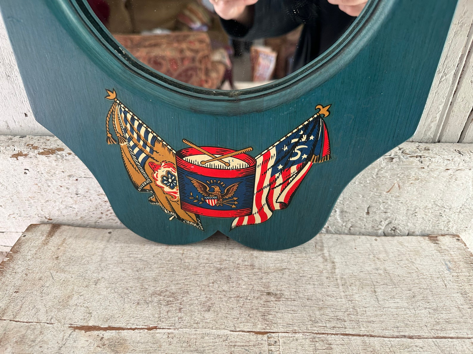 Mirror Colonial Style With Eagle Decal Blue Mirror Wood - Etsy