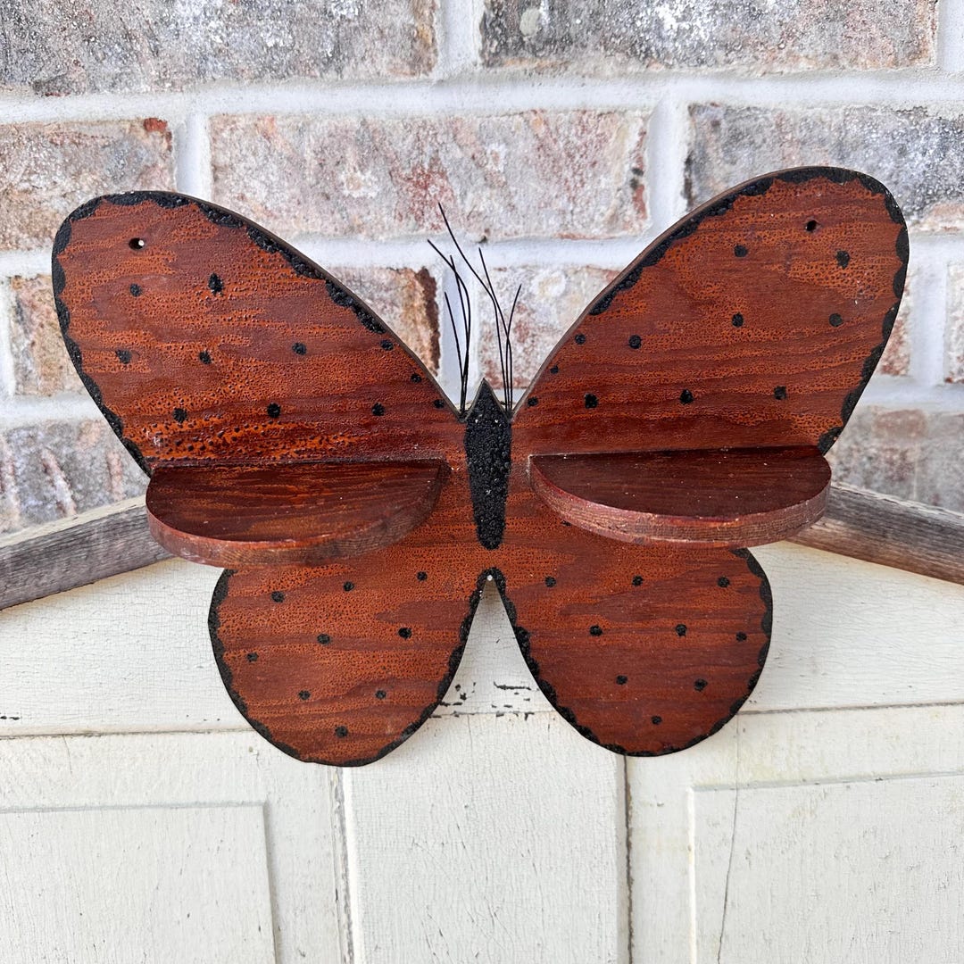 Shelf Wood Butterfly Shelf Vintage Handmade Wall Shelf - Etsy