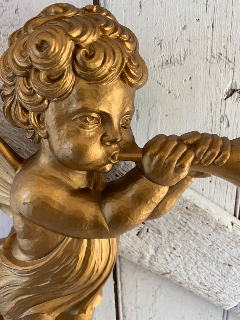 Cherub Angel Wall Decor Syroco 1960s Angel Blowing Horn - Etsy