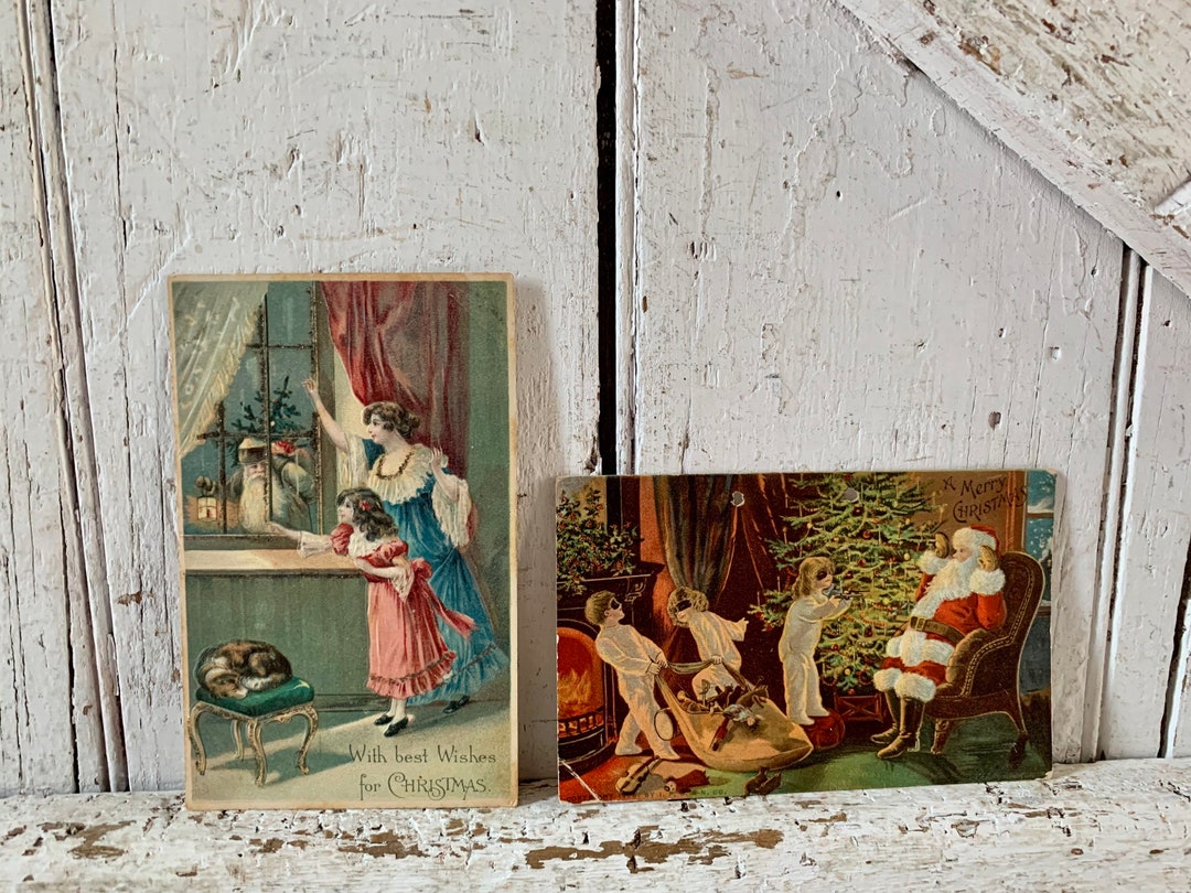 Antique Christmas Postcards Early 1900's Set of Two Vintage - Etsy
