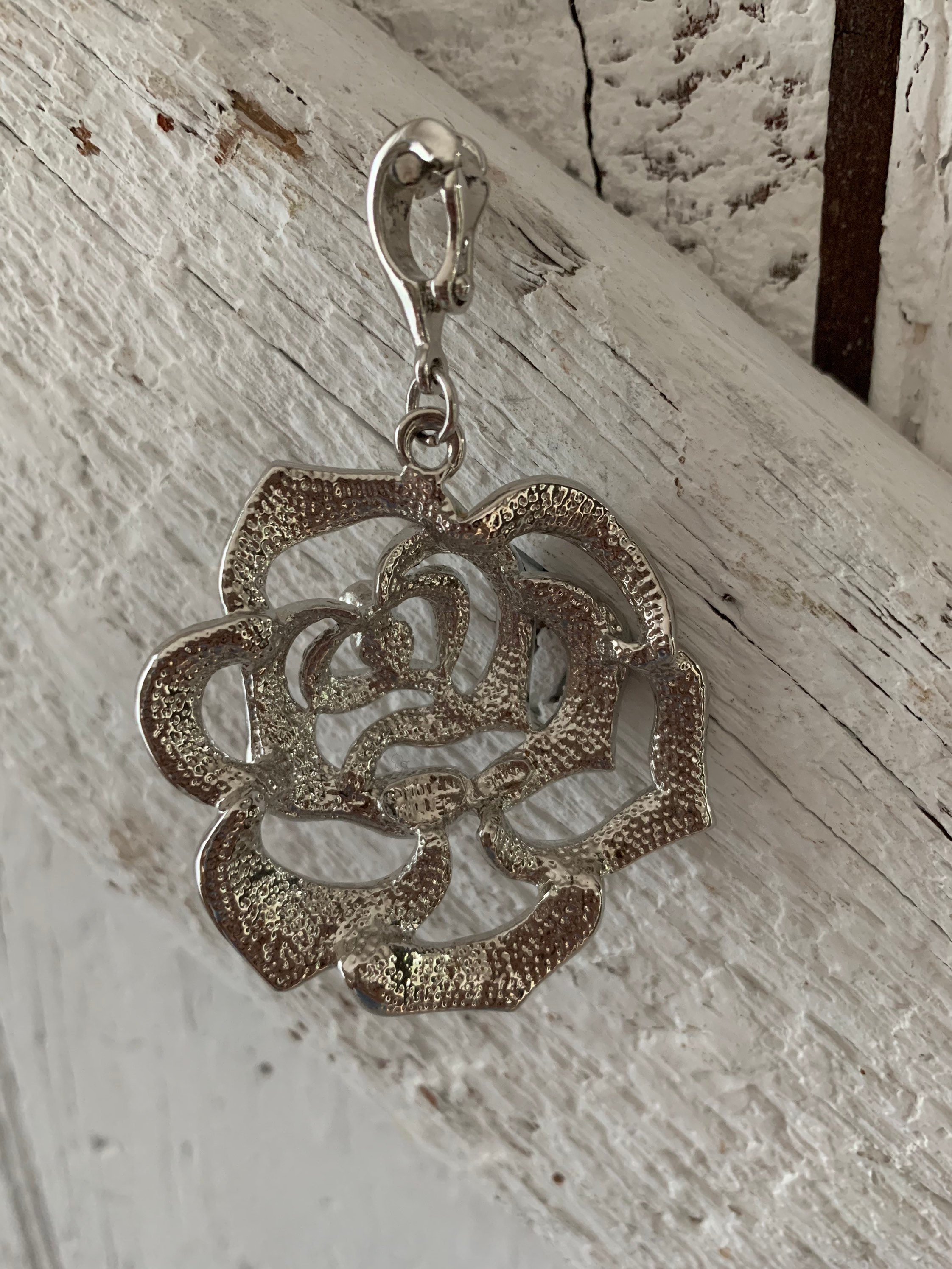 Nolan Miller Crystal Rose Pendant Vintage Marked © Nolan - Etsy