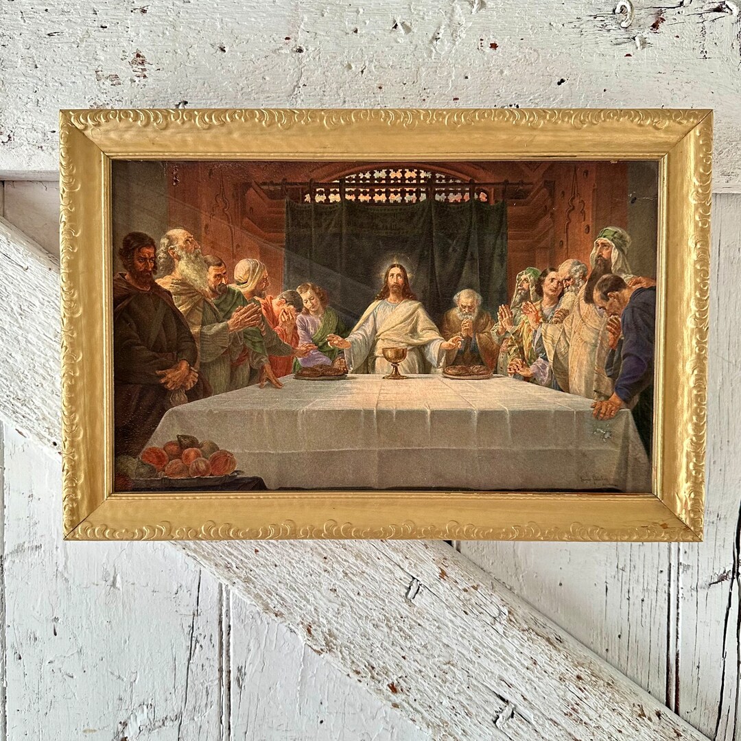 Lords Last Supper in Vintage Gold Wood Frame 14 X 9 Size Frame - Etsy