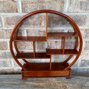 Round Shelf With Sections Asian Style Rosewood Free Standing Shelf - Etsy