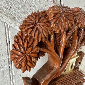 Hand Carved Tree With House Wall Plaque Vintage Carving - Etsy