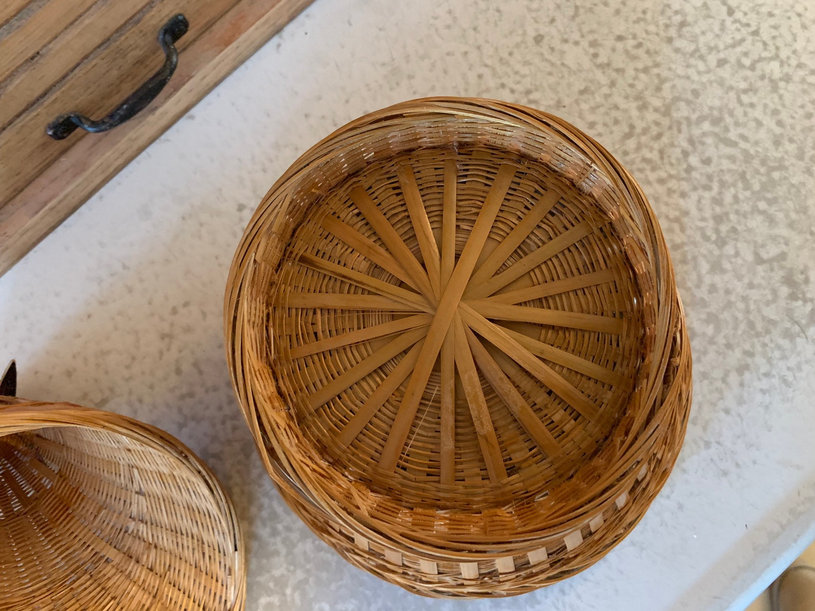 Wicker Bamboo Basket Rooster Sewing Basket - Etsy