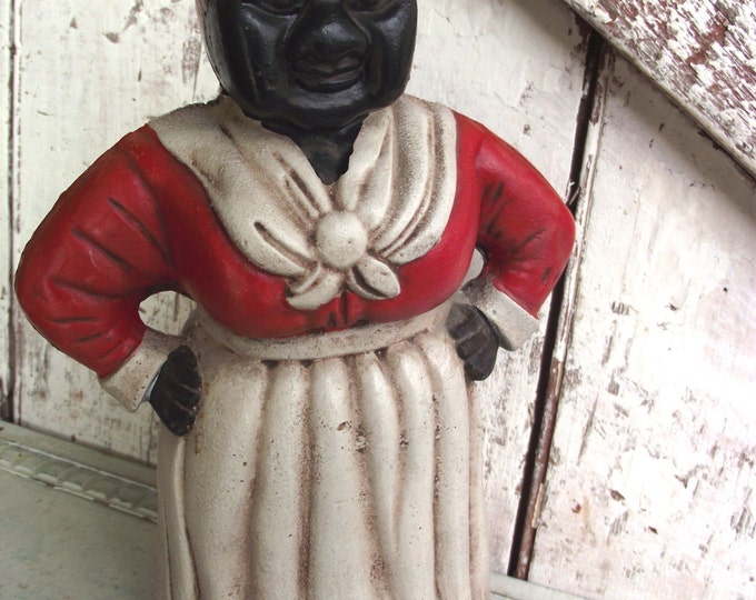 Vintage Cast Iron Aunt Jemima Mammy Bank Primitive Folk Art Black ...