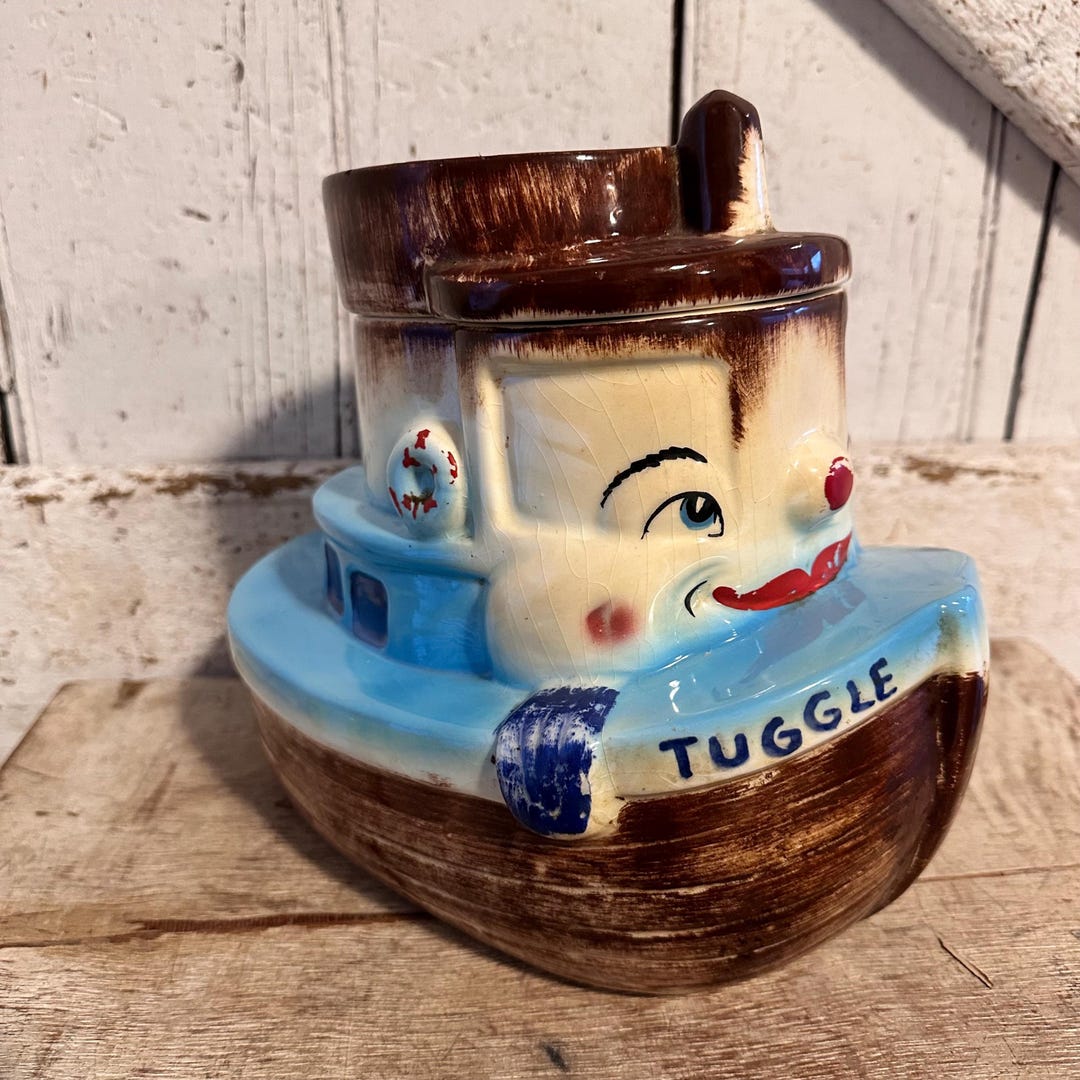 Tugboat Cookie Jar Tuggle the Tugboat Ceramic Mid Century 1950's ...