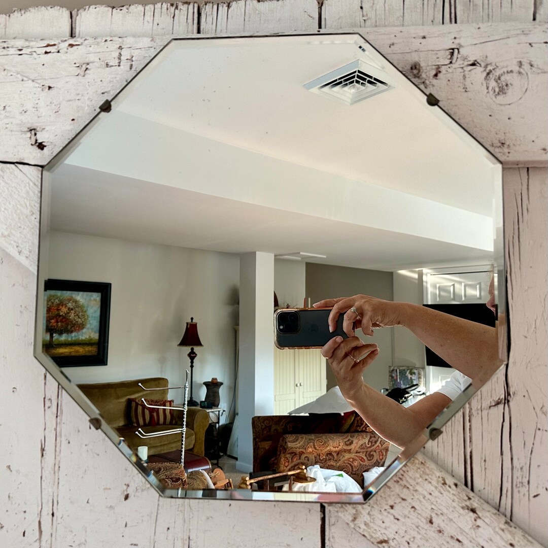Mirror Beveled Frameless Mid Century Vintage Octagon Shape Mirror 18 X ...