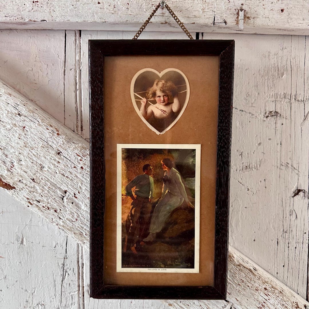 Antique Frame Cupid Awake Falling in Love Alfred James Dewey Postcard ...