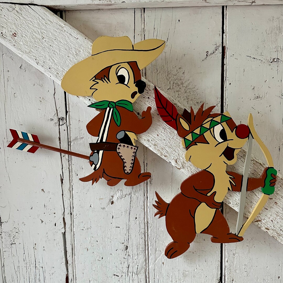 Chipmunks Chip and Dale Wall Art Handmade Vintage Nursery Decor - Etsy