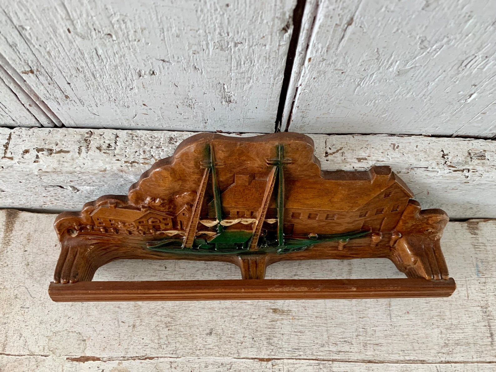 Ship Boat Tie Rack Syroco Wood Vintage Resin - Etsy