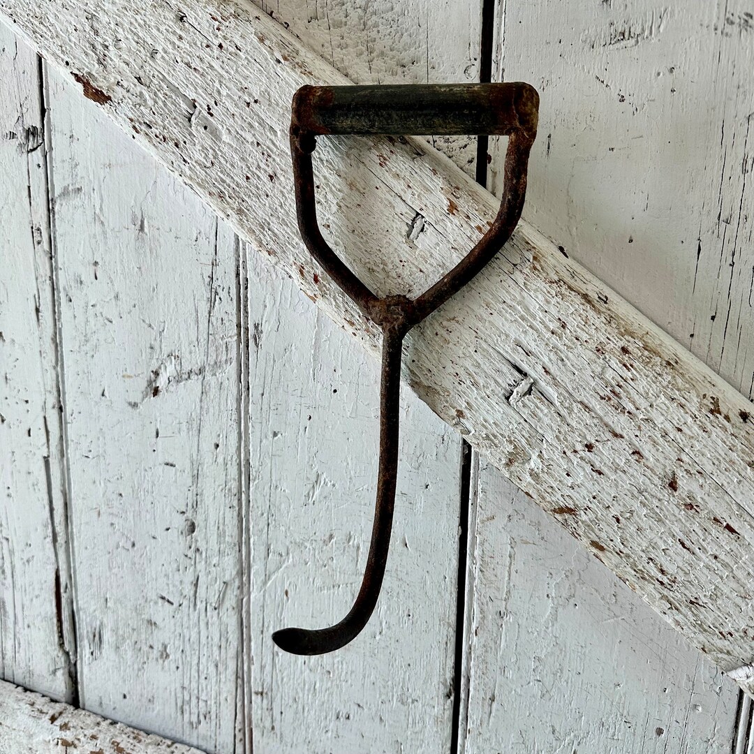 Large Hook Cast Iron Hay Hook Vintage Barn Metal Primitive Industrial ...