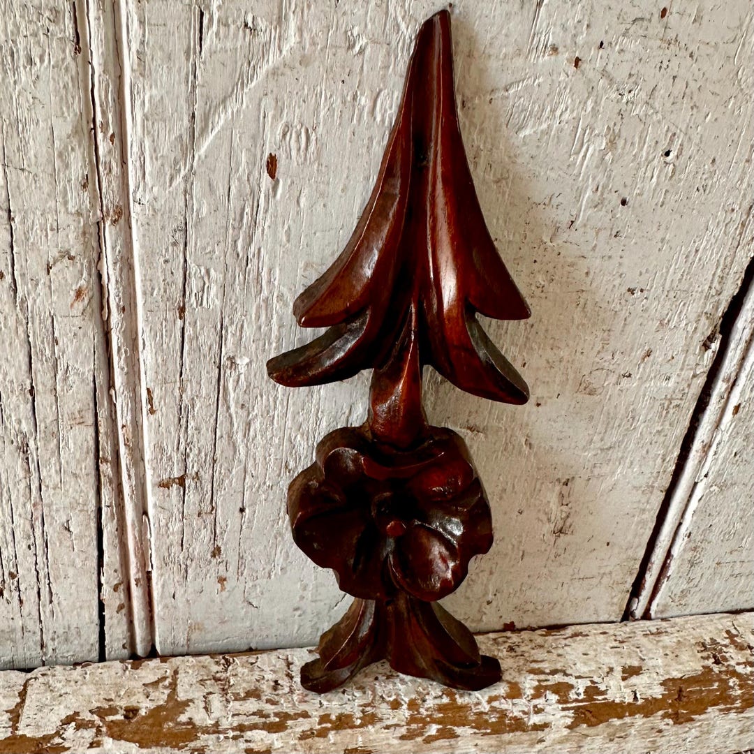 Wood Flower Tree Pediment Finials Architectural Salvage Ornate Hand ...