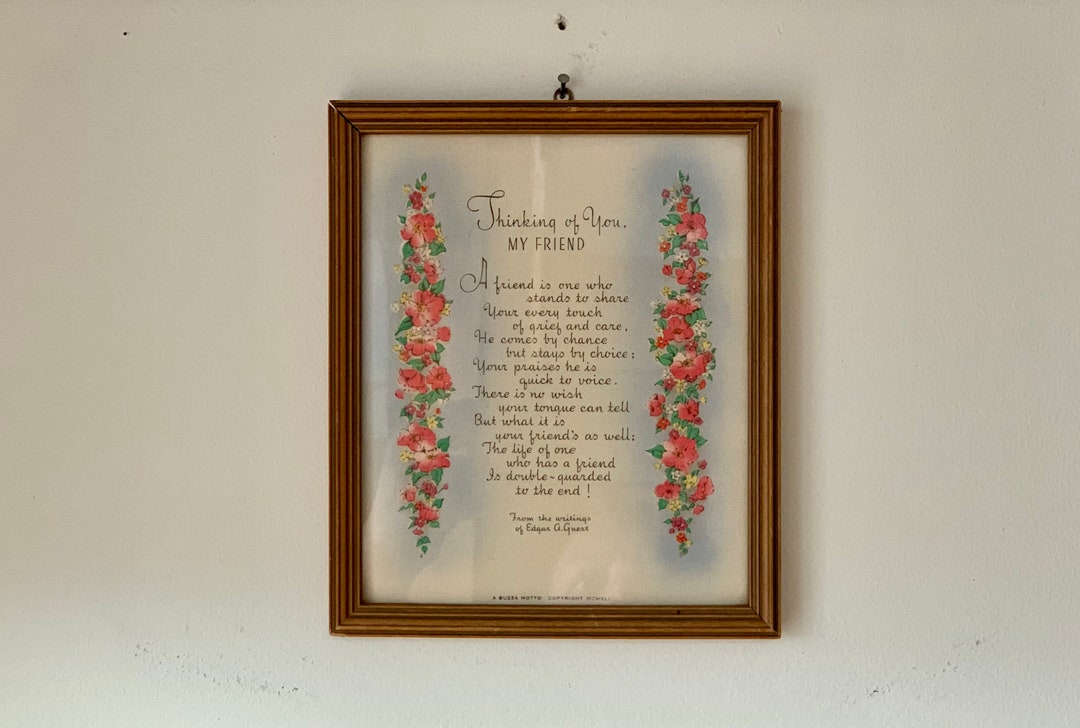 Friendship Poem Framed Vintage Wood Frame BUZZA Craftarces USA - Etsy