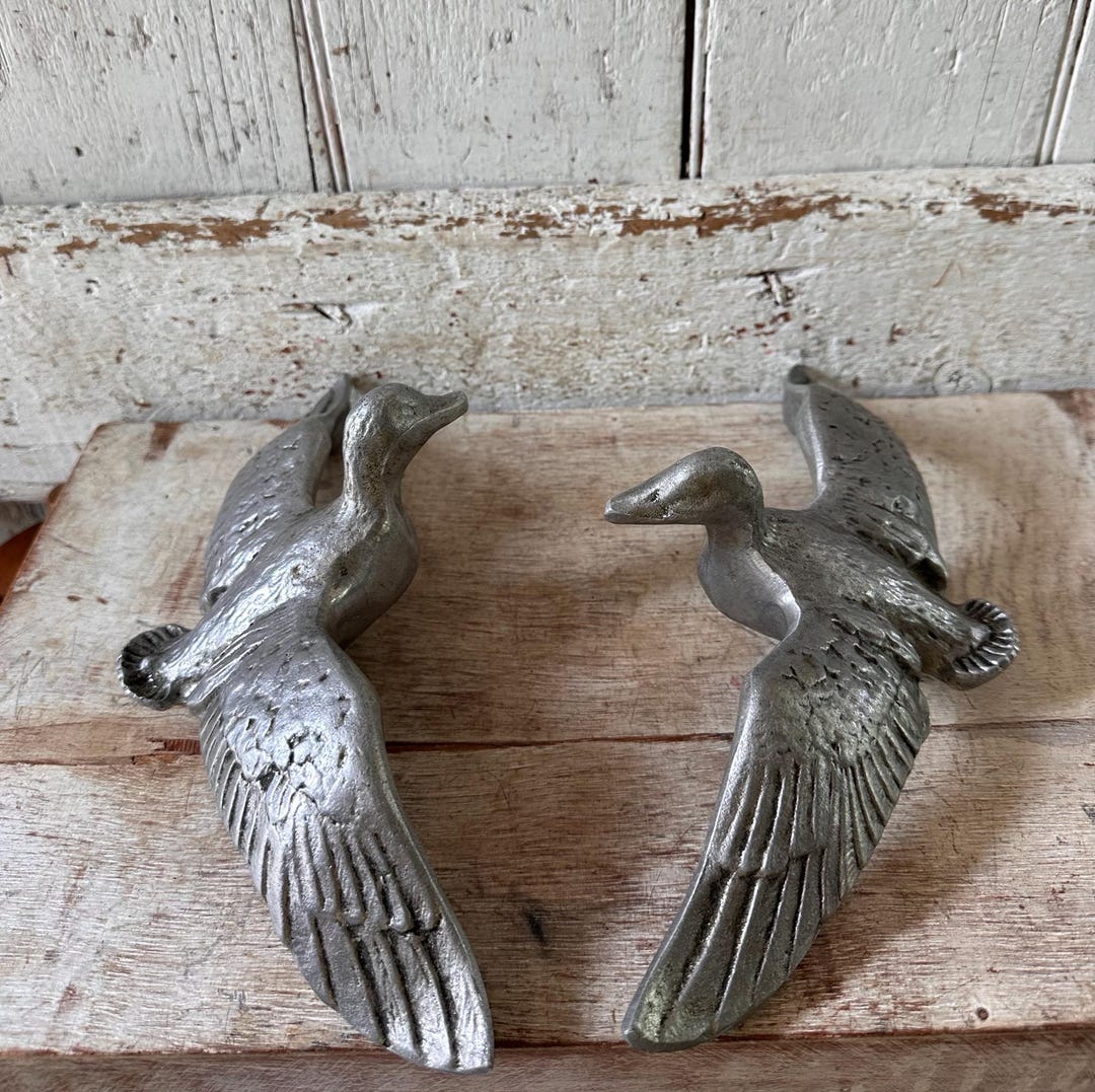 Pewter Duck Handles Vintage Mallard Duck Handles for Tray or Door - Etsy