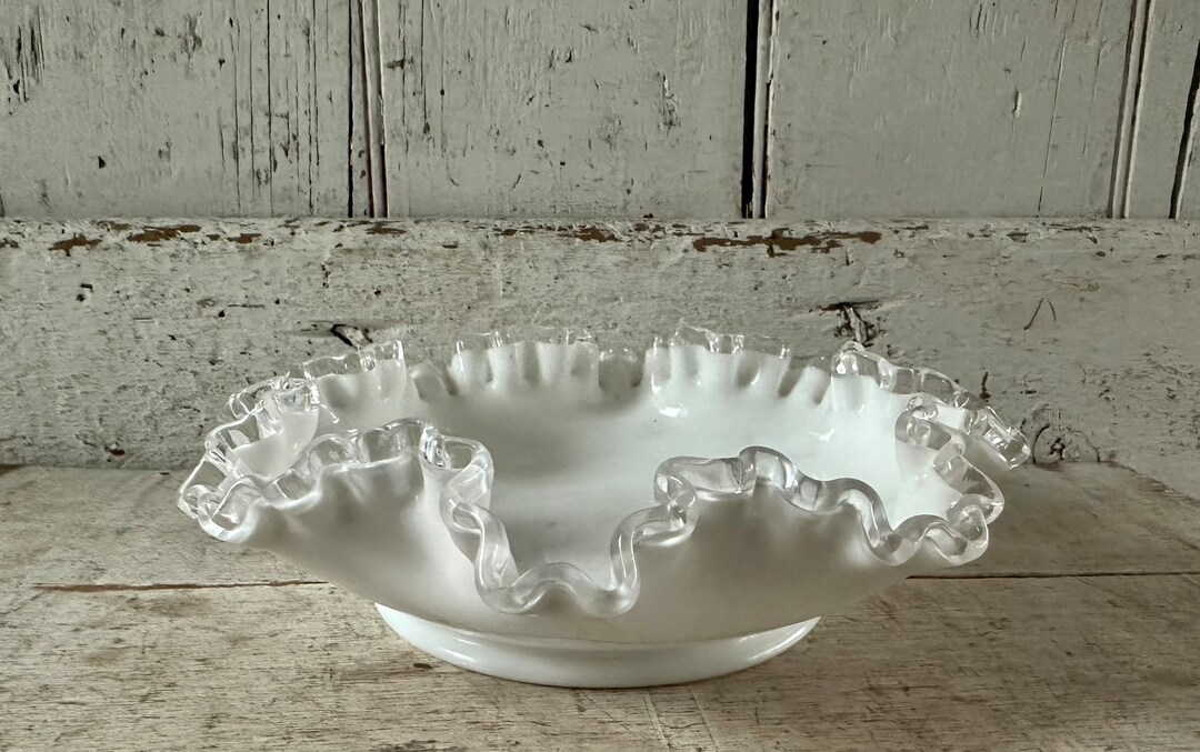 Fenton Bowl Silver Crest Double Crimped Ruffled Edge Bowl 8 X 8 Inch - Etsy