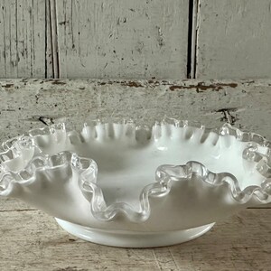 Fenton Bowl Silver Crest Double Crimped Ruffled Edge Bowl 8 X 8 Inch - Etsy