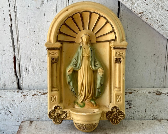 Virgin Mary Font Chalk Ware Wall Font Vintage Religious Catholic Art - Etsy