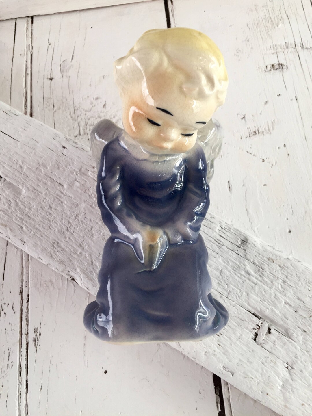Angel Wall Pocket Royal Copley Angel Vase Blue White Ceramic Vintage - Etsy
