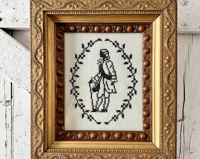 Antique Frame Gold Gesso Ornate Frame With Cross Stitch 8 X 10 Inch ...
